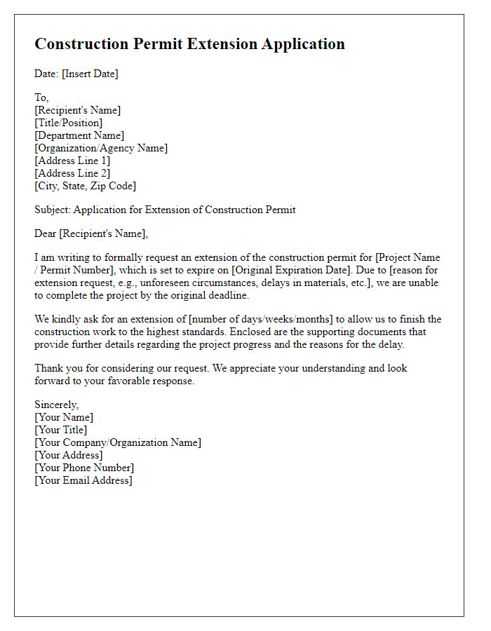 Letter Template For Construction Permit Extension Request Free