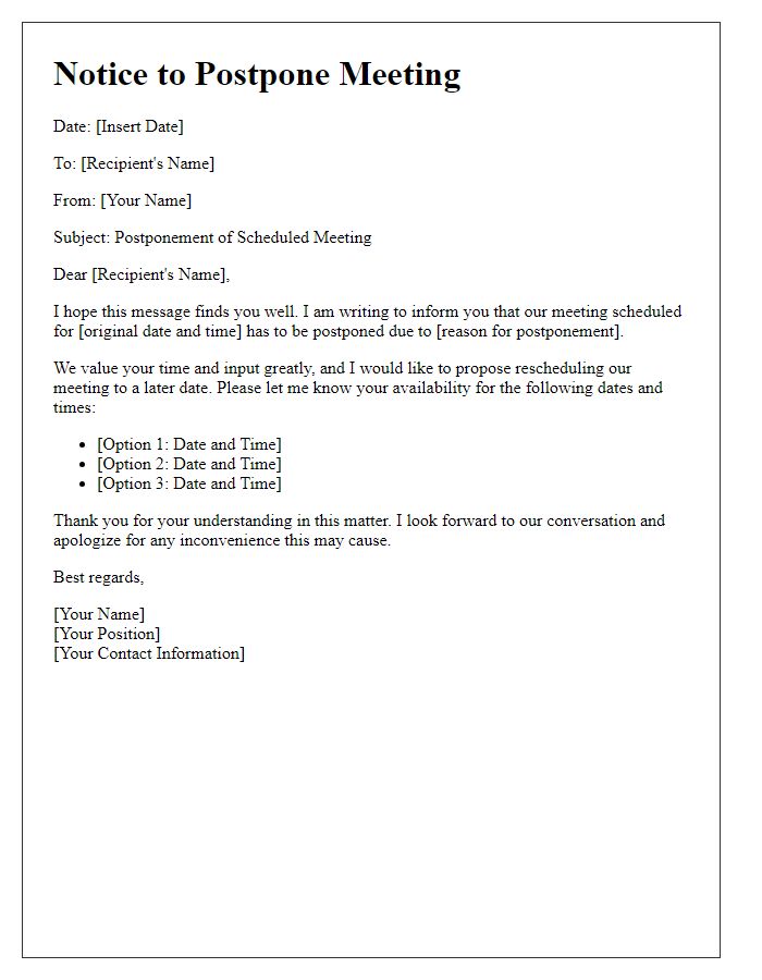 Letter Template For Meeting Rescheduling Re Free Samples In PDF