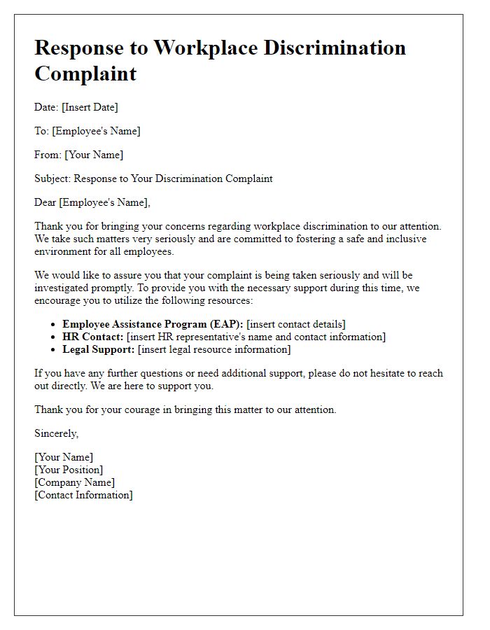 Letter Template For Workplace Discrimination Response Free Samples In
