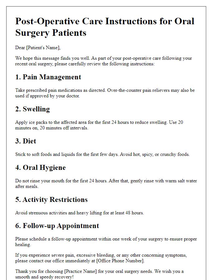 Letter Template For Oral Surgery Post Operative Care Instructions Letter Template For Oral Surgery Post Operative Care Instructions